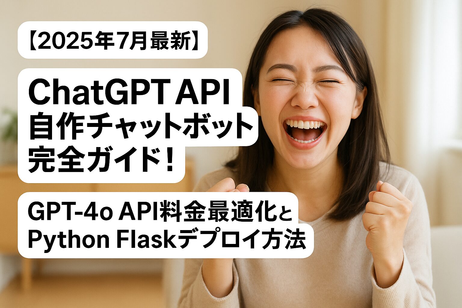 【2025年7月最新】ChatGPT API自作チャットボット完全ガイド！GPT-4o API料金最適化とPython Flask デプロイ ...